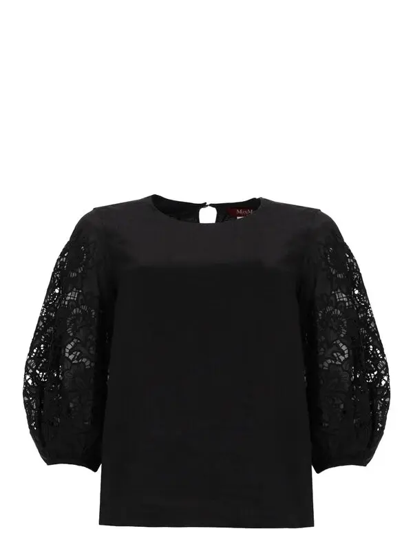 Max Mara Lace Sleeve T-shirt - Black