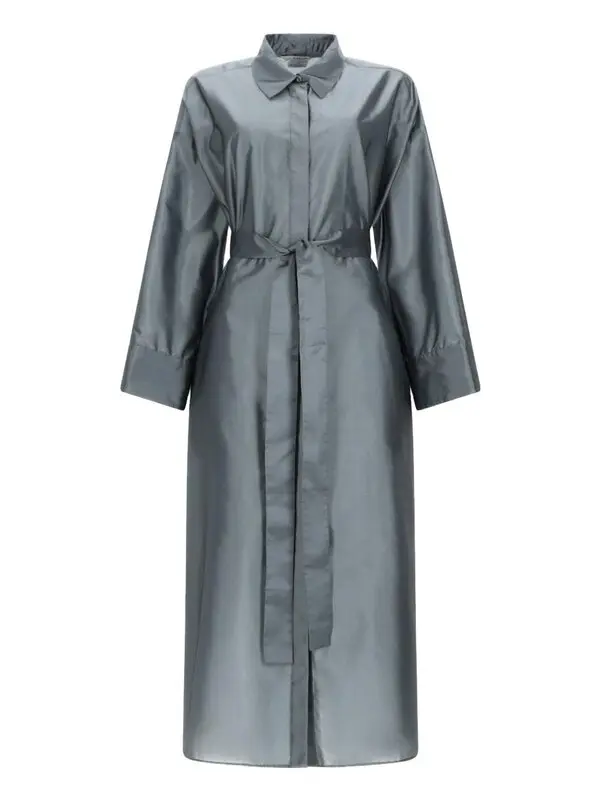 Max Mara Silk Blend Shirt Dress - Blue