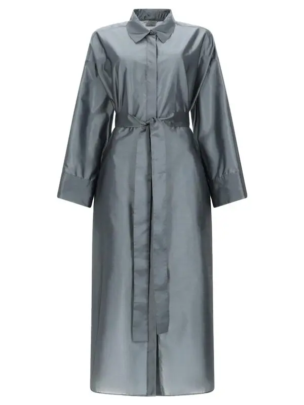 Max Mara Silk Blend Shirt Dress - Blue