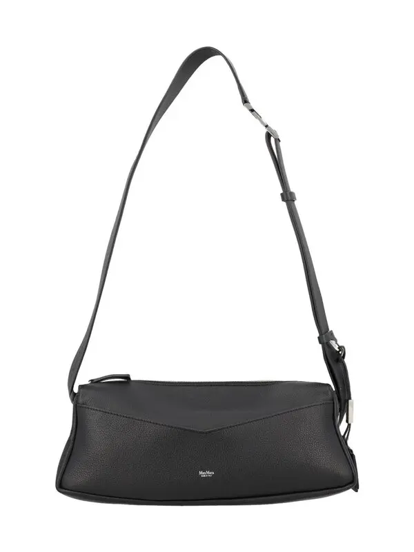 Max Mara Leather Small Logo Shoulder Bag - Black