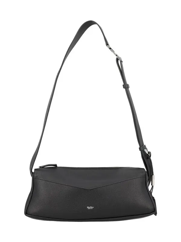 Max Mara Leather Small Logo Shoulder Bag - Black