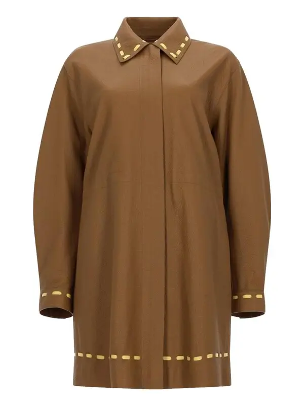 Fendi Deer Leather Overcoat - Brown
