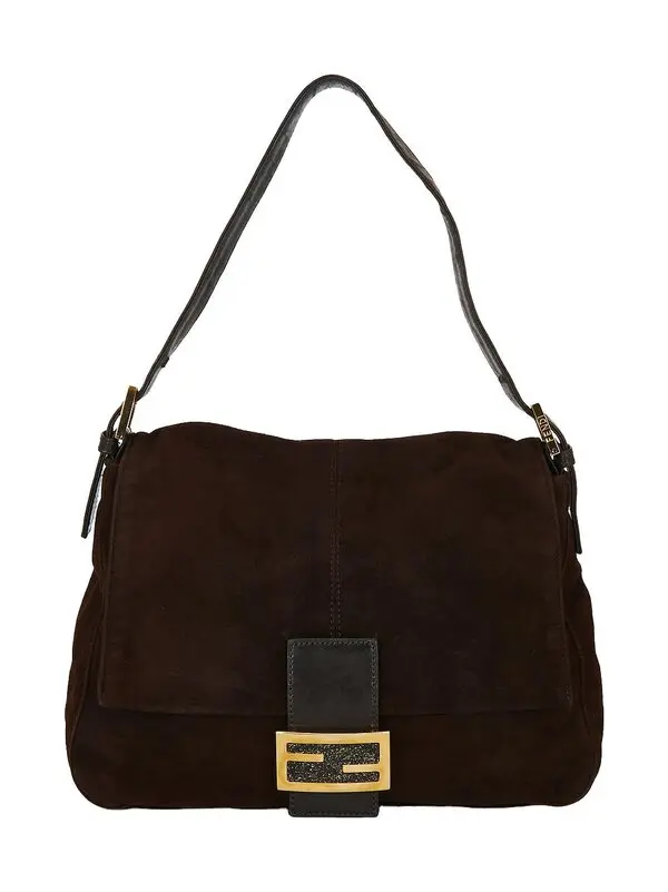 Fendi Vintage Suede Mama Baguette Shoulder Bag - Brown