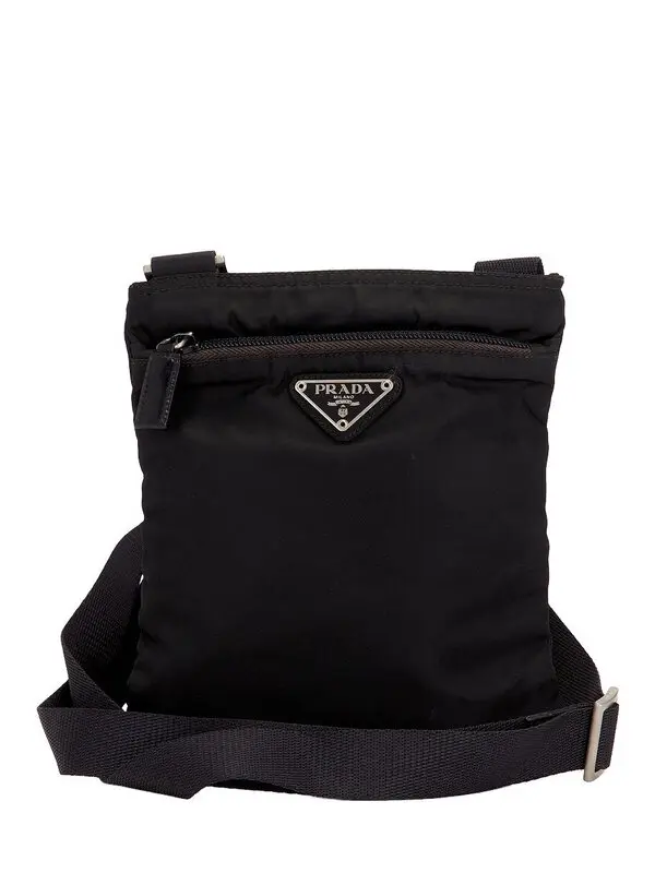 Prada Tessuto Flat Messenger Bag - Black