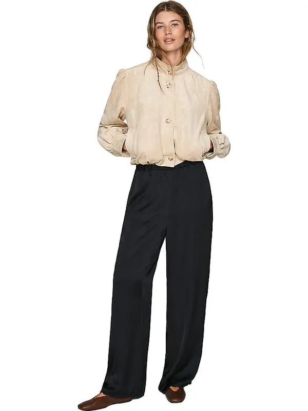 Anthropologie Lyrebird Silky Scalloped Pant - Black