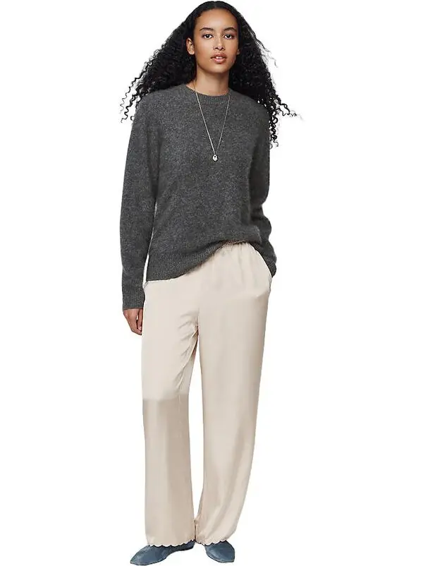Anthropologie Lyrebird Silky Scalloped Pant - Sand