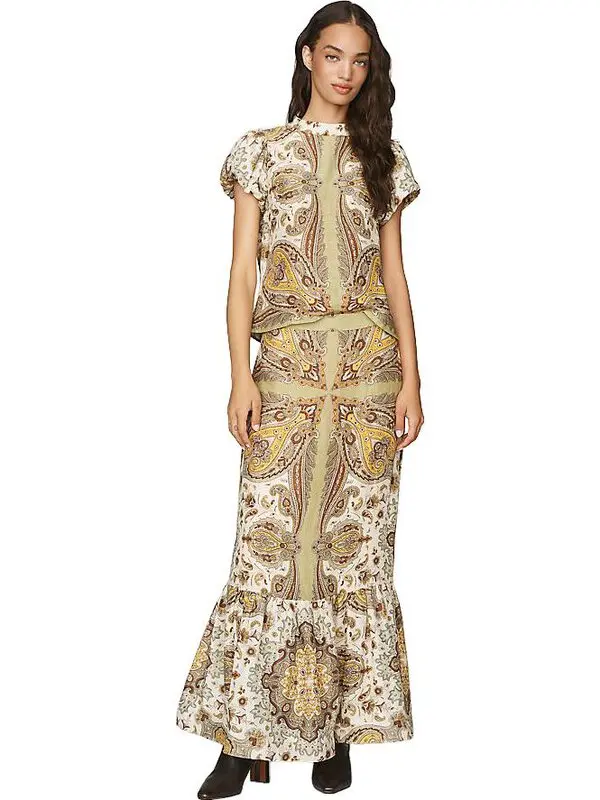 Love The Label Ava Maxi Skirt - Green Pattern