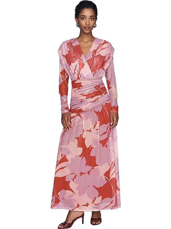 HUTCH Tyra Long-sleeve Midi Dress - Pink Pattern