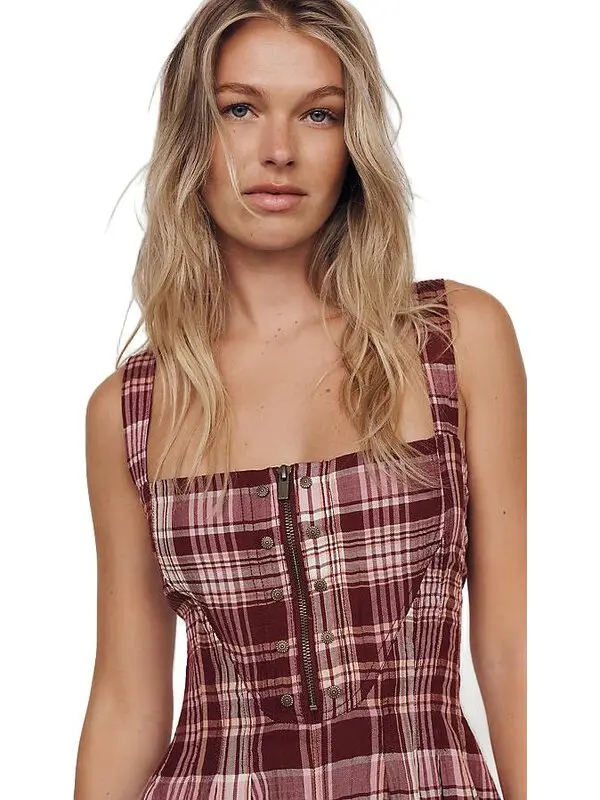 PILCRO Square-neck Midi Dress - Wine