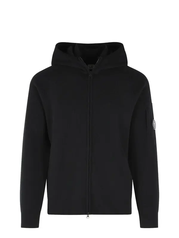 C.P. COMPANY Wool Blend Zip Up Sweater - Black