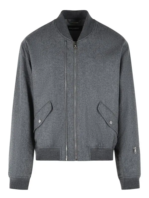 Dolce & Gabbana Grey Virgin Wool Bomber Jacket - Gray