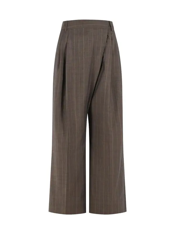 GANNI Wrap Wool Pants - Brown