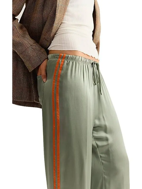 Donni. The Silk Stripe Crop Pants - Dill
