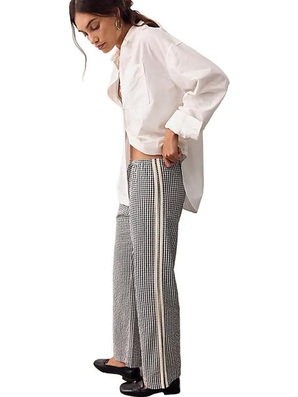 Donni. The Cotton Gingham Stripe Crop Pants - Jet