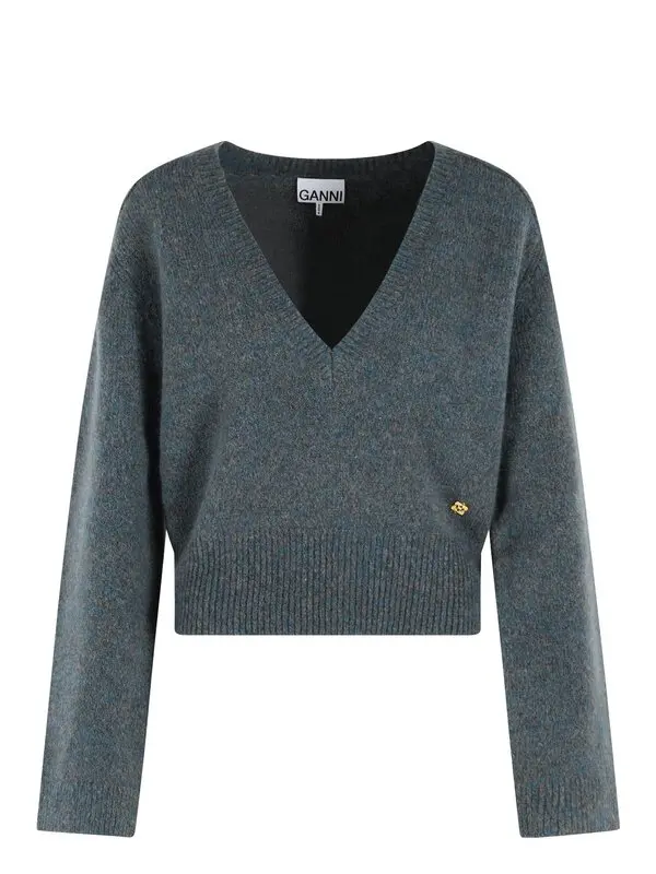 GANNI Wool Blend Sweater - Blue