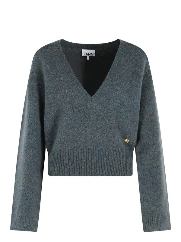 GANNI Wool Blend Sweater - Blue