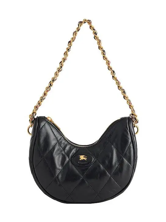 Burberry Horseshoe Chain Leather Shoulder Bag - Black