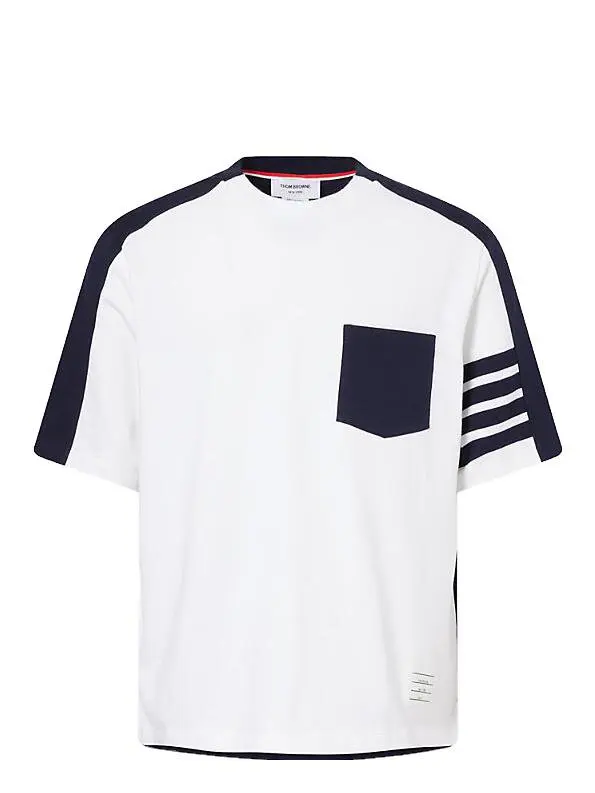 Thom Browne Contrast-panel Oversized Cotton T-shirt - White