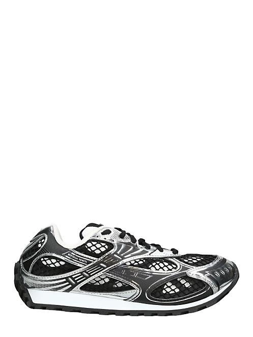 Bottega Veneta Orbit Metallic Woven Trainers - Silver Com