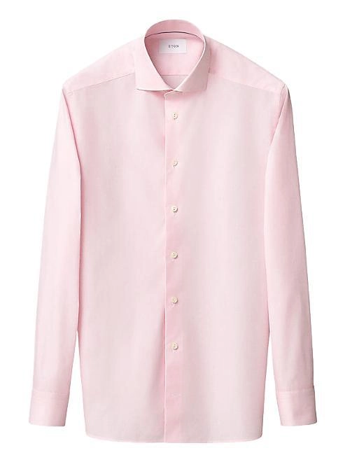 Eton Spread-collar Contemporary-fit Cotton-poplin Shirt - Pink