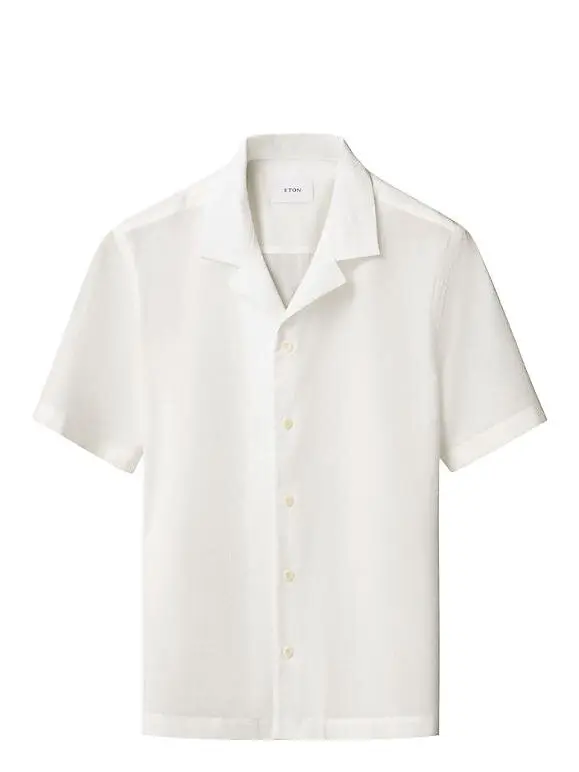 Eton Camp-collar Regular-fit Cotton-seersucker Shirt - White
