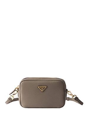Prada Logo-plaque Mini Leather Shoulder Bag - Grey