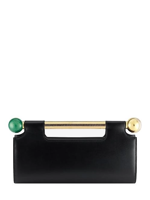 BVLGARI Tubogas Spheres Leather Clutch - Black