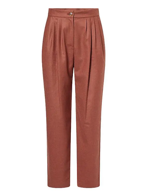 BLAZÉ MILANO Fox Pleated Wool-blend Trousers - Rust
