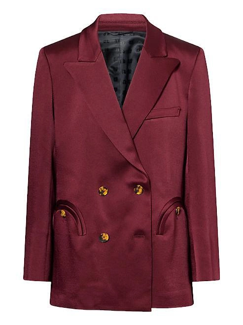 BLAZÉ MILANO Everynight Double-breasted Satin Blazer - Wine