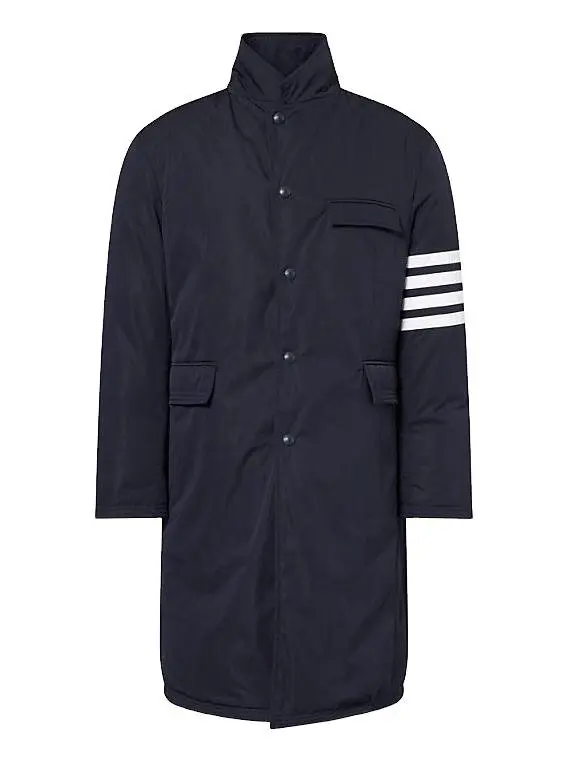 Thom Browne Brand-stripe Padded Down Coat - Navy