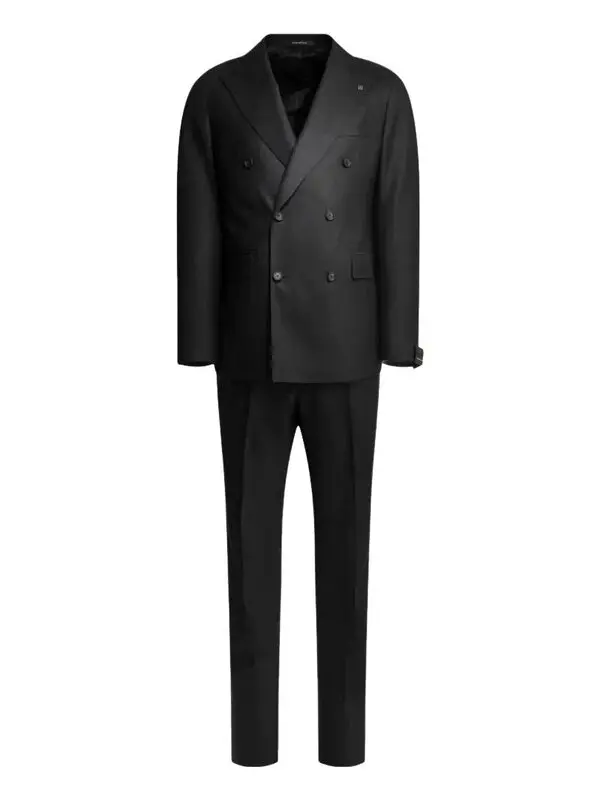Tagliatore Double-breasted Virgin Wool Suit - Black