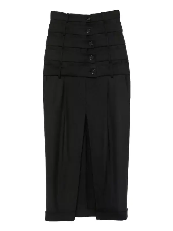 Viktor & Rolf Multi-layered Buttoned Maxi Skirt - Black