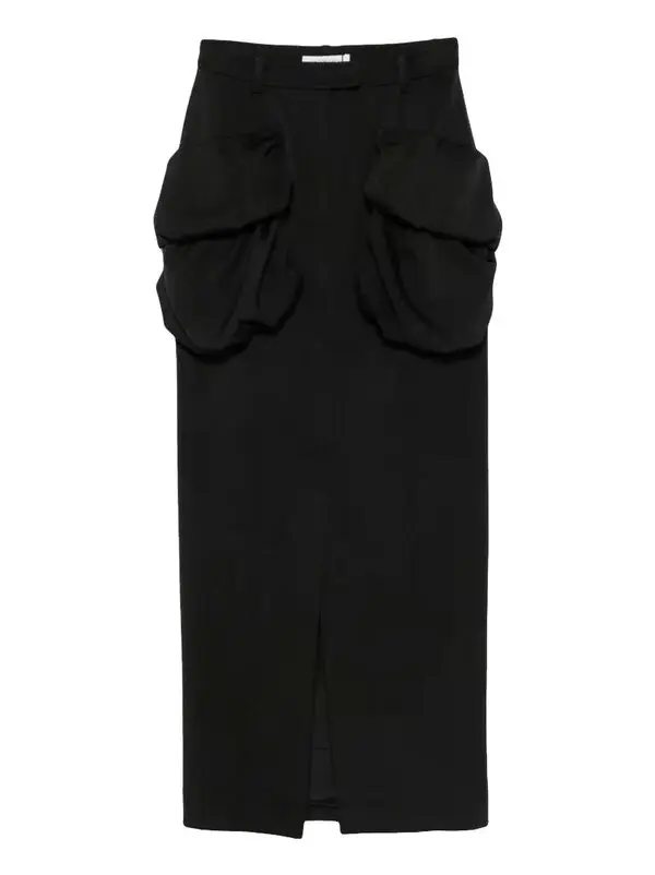 Viktor & Rolf Pleated-pocket Pencil Maxi Skirt - Black