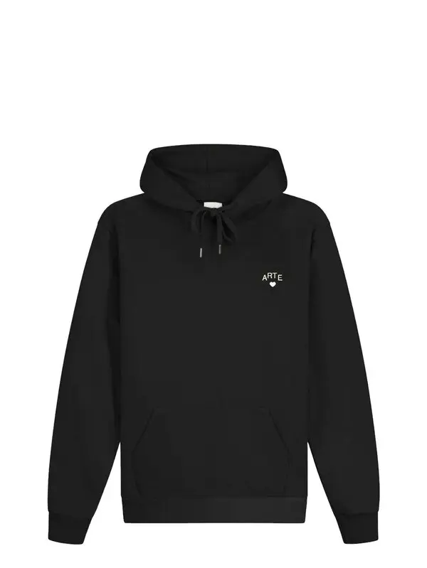 ARTE ANTWERP Logo Print Drawstring Hoodie - Black