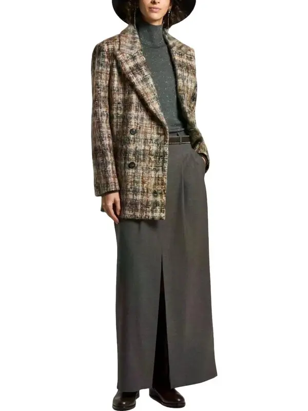 Peserico Check-pattern Double-breasted Coat - Neutrals