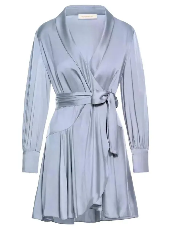 Zimmermann Silk Wrap Mini Dress - Blue