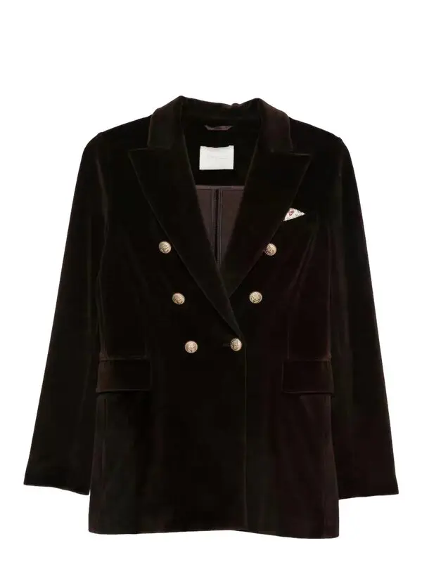 CIRCOLO 1901 Double-breasted Velvet Jacket - Brown
