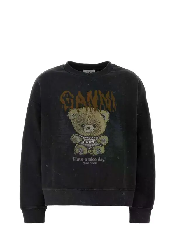 GANNI Graphic-print Sweatshirt - Black