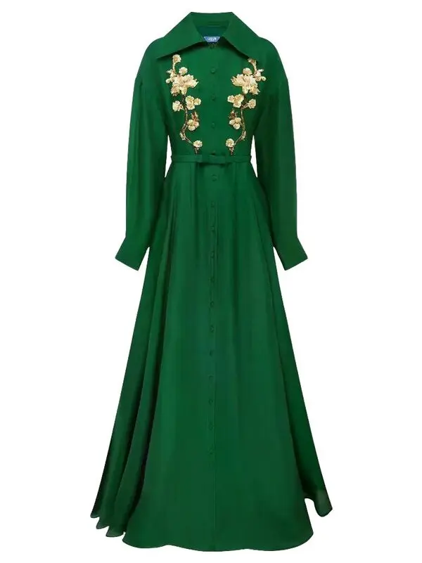 LEO LIN Josephine Floral-embellished Maxi Dress - Green