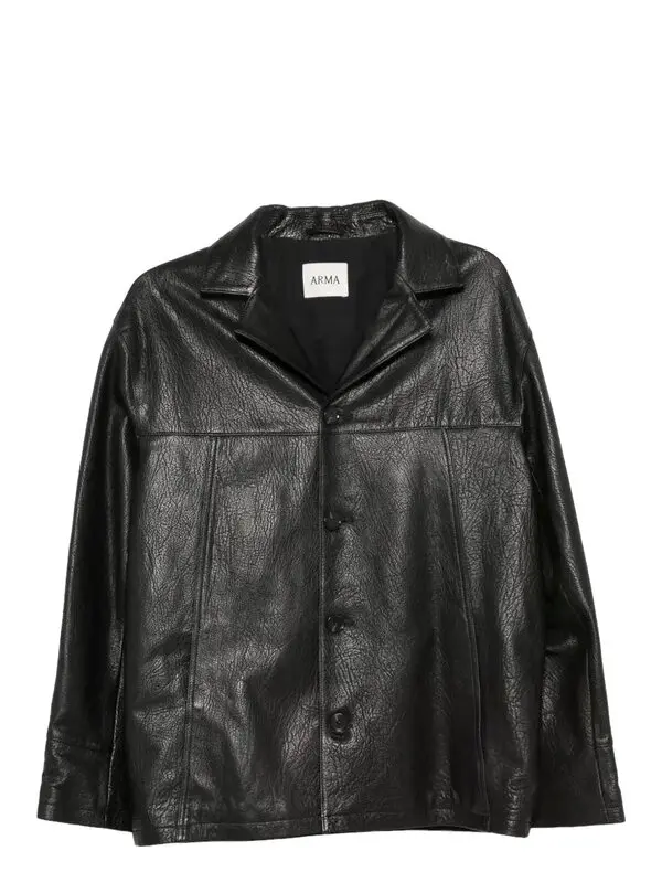 ARMA Leather Button-up Jacket - Black