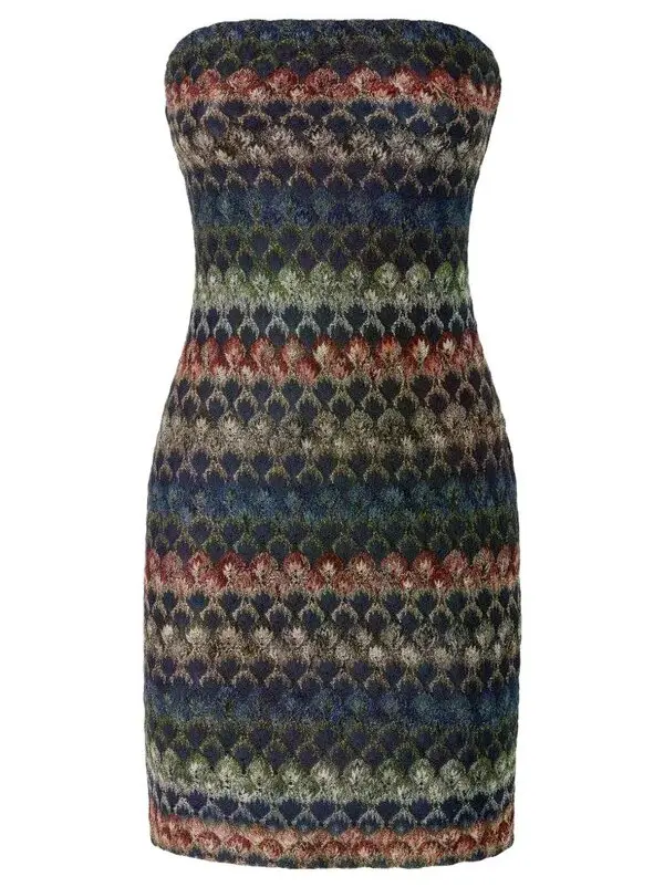 Missoni Bustier Mini Dress With Lace Motif - Blue