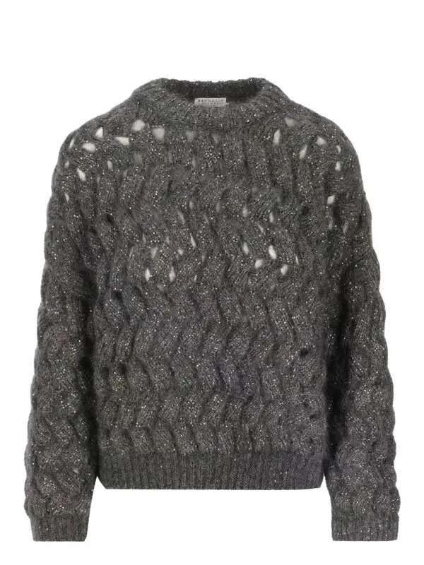 Brunello Cucinelli Zigzag Cable-knit Sweater - Grey