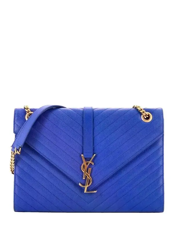 Saint Laurent Monogram Satchel Shoulder Bag - Blue