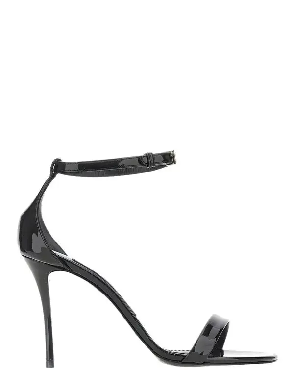 Dolce & Gabbana Patent-leather Sandals With Logo - Black