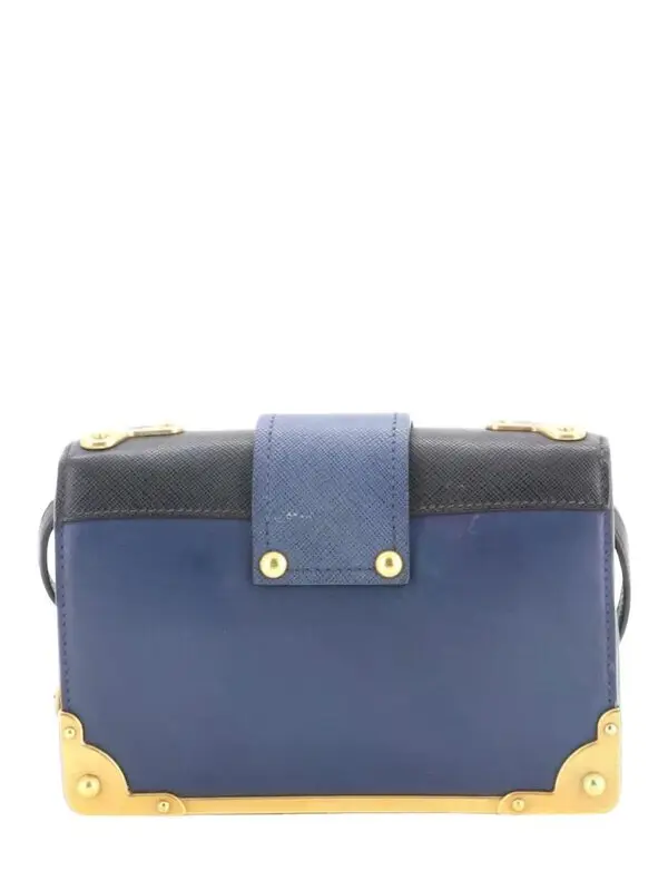 Prada Cahier Embellished Leather Small Crossbody Bag - Blue