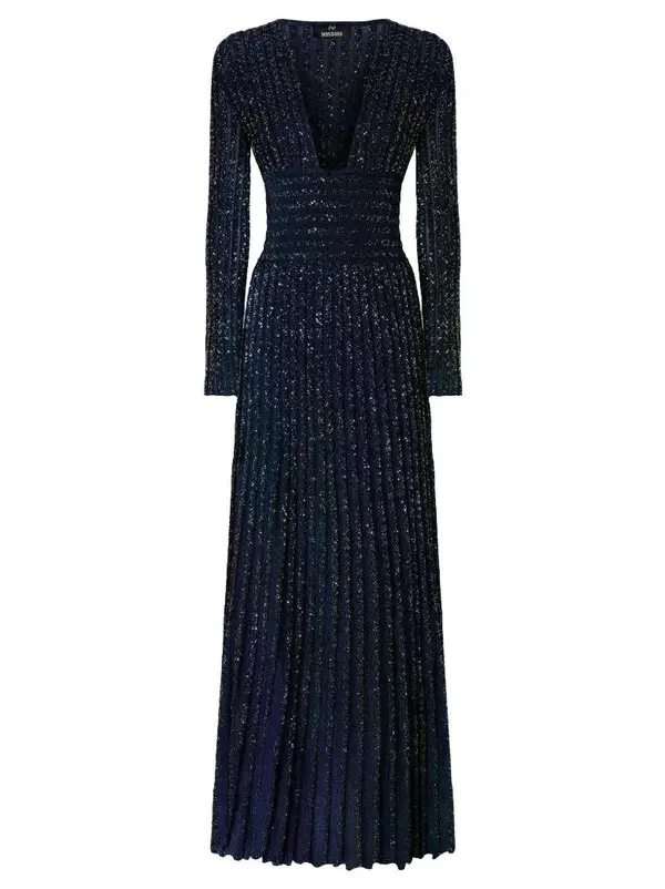 Missoni Long-sleeve Deep Neckline Maxi Dress - Blue