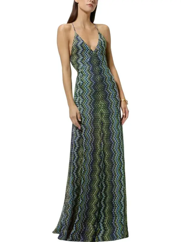Missoni Long Viscose Dress With Snake Motif - Blue