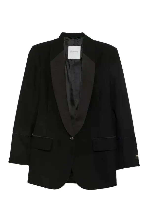 ERMANNO FIRENZE Satin-lapel Single-breasted Jacket - Black