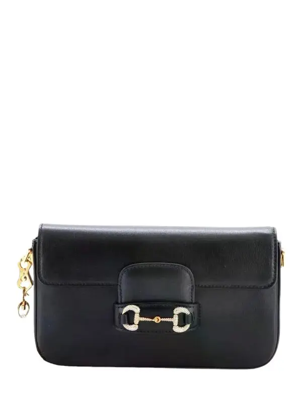 Gucci Horsebit 1955 Leather With Crystal Detail Mini Shoulder Bag - Black