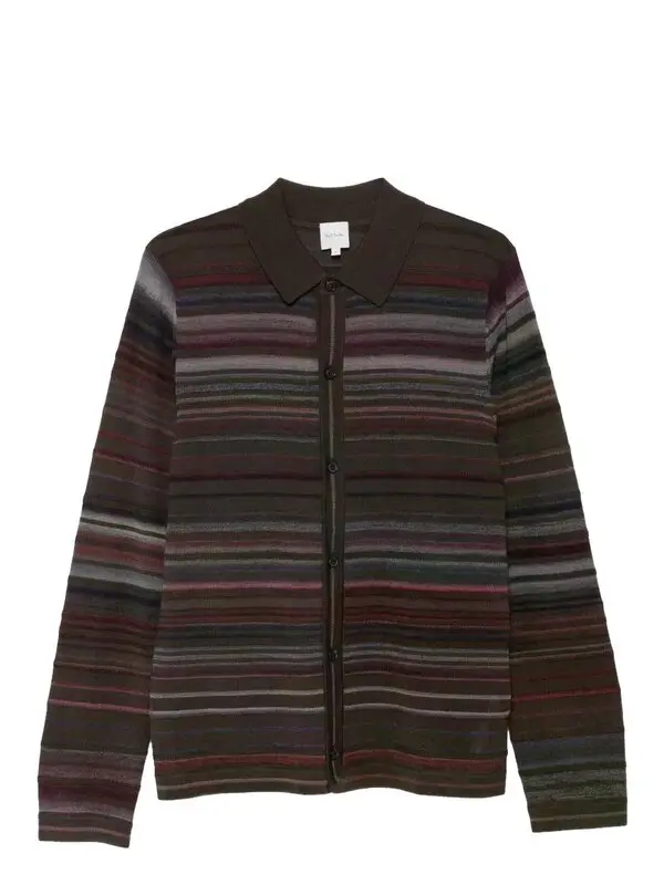 Paul Smith Striped Button-up Polo Sweater - Brown
